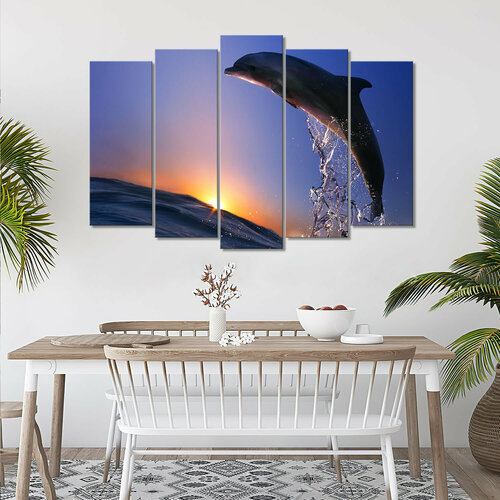 Модульная картина/Модульная картина на холсте/Модульная картина в подарок/прекрасный дельфин-beautiful dolphin 125х85