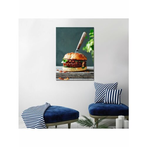 Картина на холсте с подрамником Бургер с большой котлетой 50х70