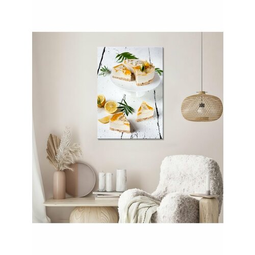 Картина на холсте с подрамником Лимонный чизкейк 30х40