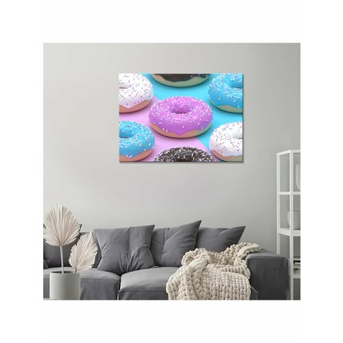 Картина на холсте с подрамником Пончики в нежной глазури 40х60