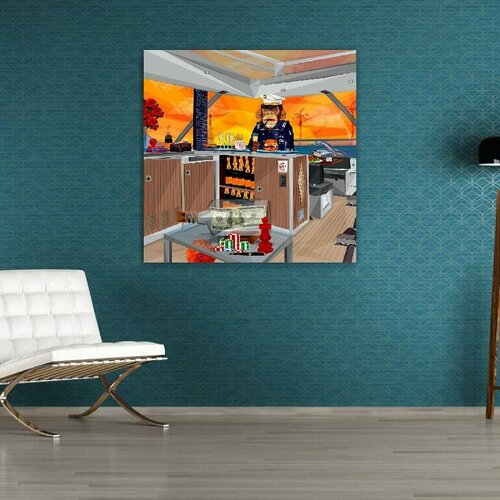 Картина на холсте 60x60 Альянс Лес "Обезьяна, яхта, деньги" на подрамнике / интерьер/ декор