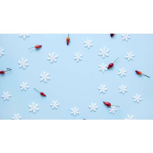 Картина на холсте 60x110 Альянс Лес "Зима голубой снежинки" на подрамнике / интерьер/ декор