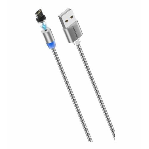 Дата-кабель More choice Smart USB 2.4A для Lightning 8-pin Magnetic K61Si нейлон 1м (Dark Grey)
