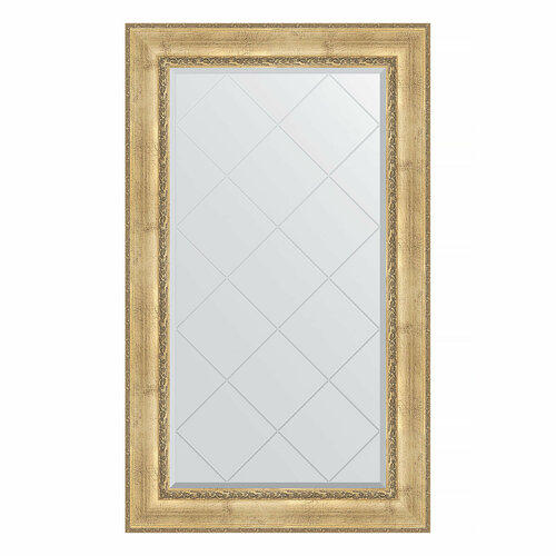 Зеркало настенное с гравировкой EVOFORM в багетной раме состаренное серебро с орнаментом, 82х137 см, для гостиной, прихожей и ванной комнаты, BY 4256