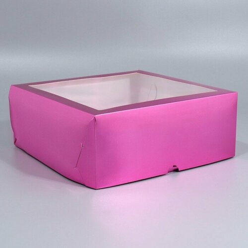 Коробка складная на 9 капкейков с окном «Розовая», 25 х 25 х 10 см