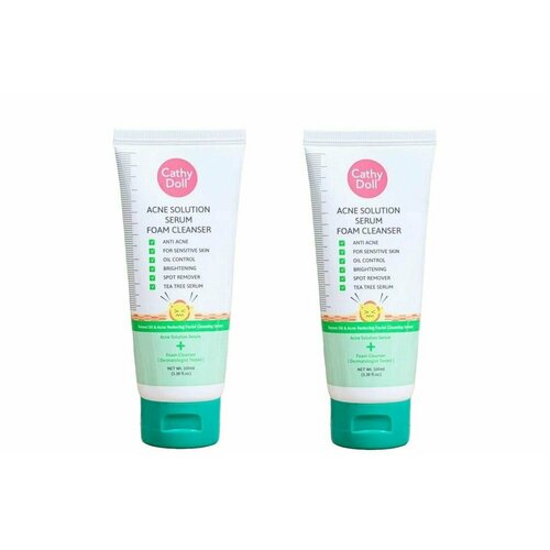 Cathy Doll Очищающая пенка с алое вера против акне Acne Solution Serum Foam Cleanser, 100 мл, 2 шт