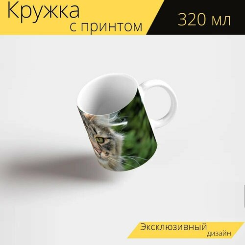 Кружка с рисунком, принтом "Кот, животное, портрет" 320 мл.