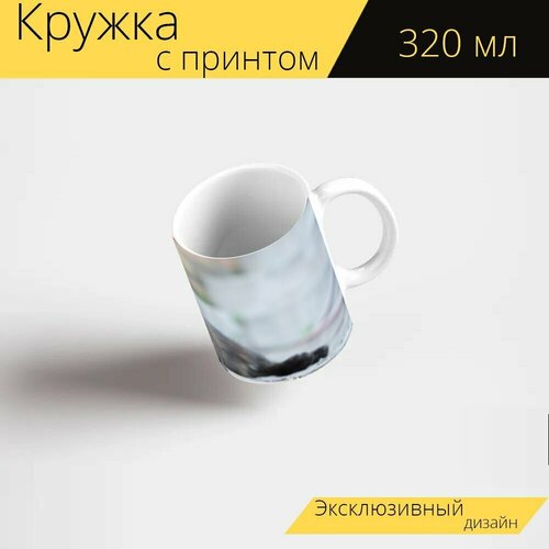Кружка с рисунком, принтом "Домашняя кошка, черный кот, котенок" 320 мл.