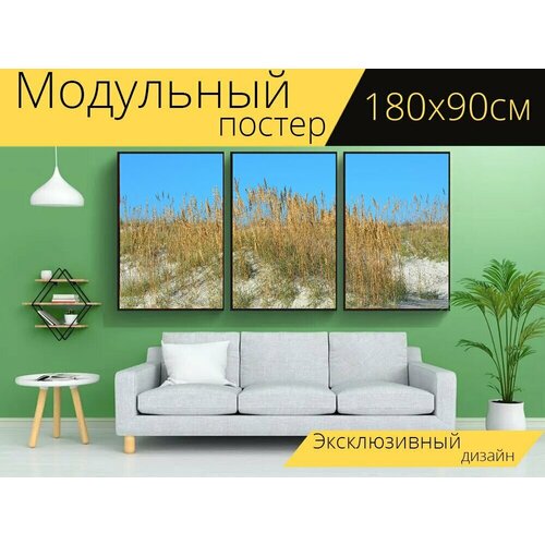 Модульный постер "Морской овес, песок, дюны" 180 x 90 см. для интерьера