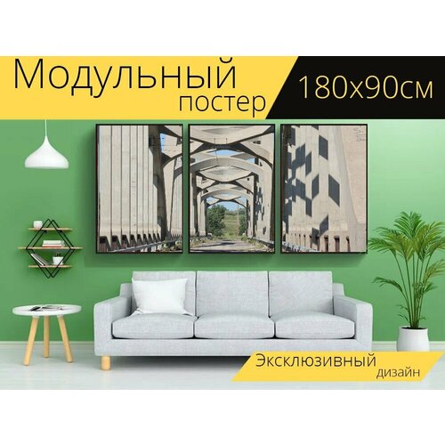 Модульный постер "Заброшенный, мост, старый" 180 x 90 см. для интерьера