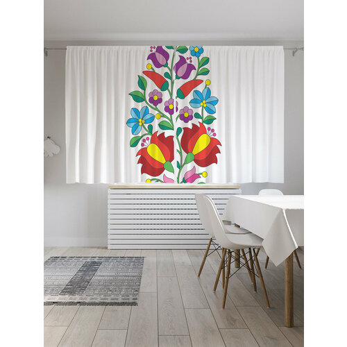 Классические шторы JoyArty "Венгерский цветочный узор", серия Oxford DeLux, 2 полотна 145x180 см