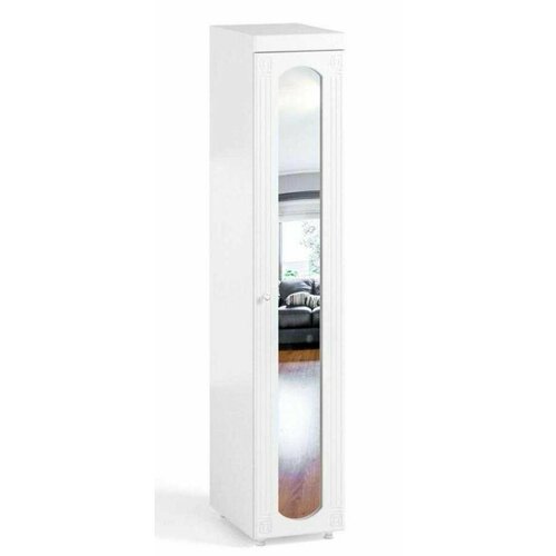 Шкаф 1 дв (560) с Большой зеркальной дверью Катрин-К АФ-34 Афина Белое дерево