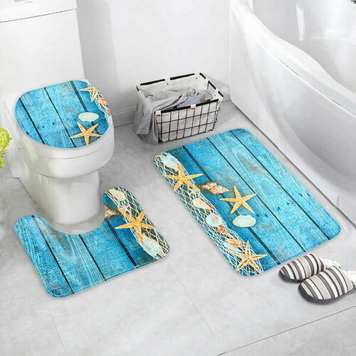 Набор ковриков для ванной и туалета "Морские звёзды", 3 шт: 35x39, 40x50, 45x75 см