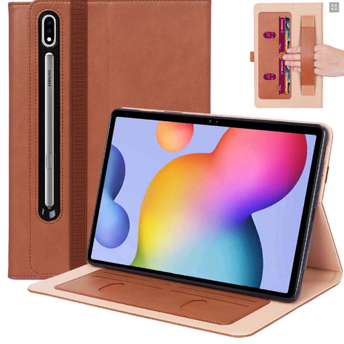 Чехол-обложка MyPads для планшета Huawei MediaPad M6 10.8 с визитницей и держателем для руки коричневый