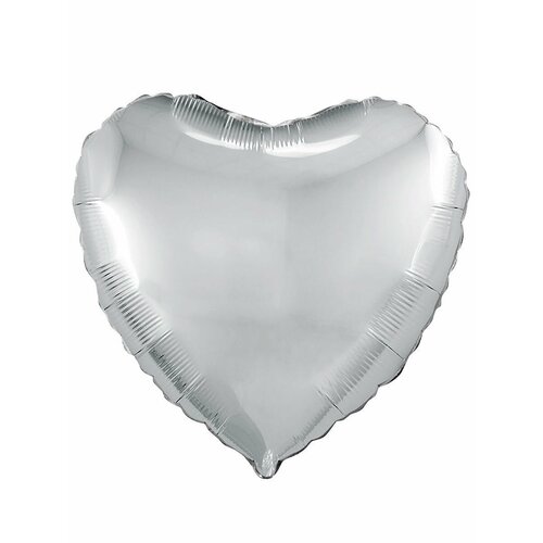 Мосшар Воздушный шар фольгированный сердце для праздника 45 см, серебро