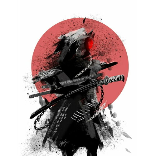 Плакат, постер на холсте Samurai Bushido/Самурай Бушидо/искусство/арт/абстракция/творчество. Размер 42 х 60 см