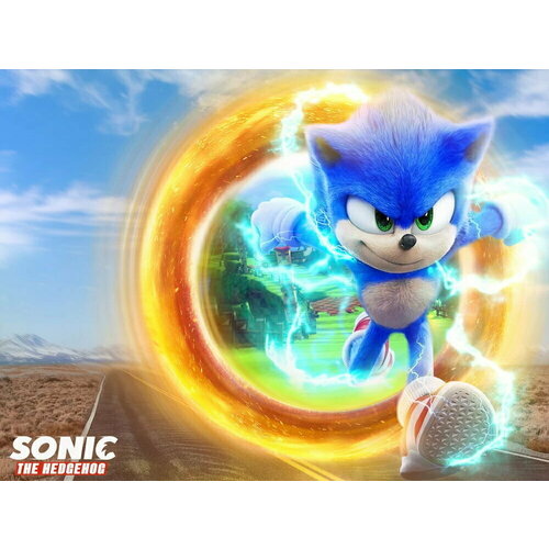 Плакат, постер на бумаге Sonic the Hedgehog/Соник в кино/игровые/игра/компьютерные герои персонажи. Размер 42 х 60 см