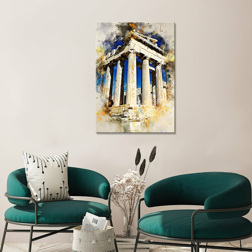 Интерьерная картина на холсте - Афины Парфенон акварель 50х70