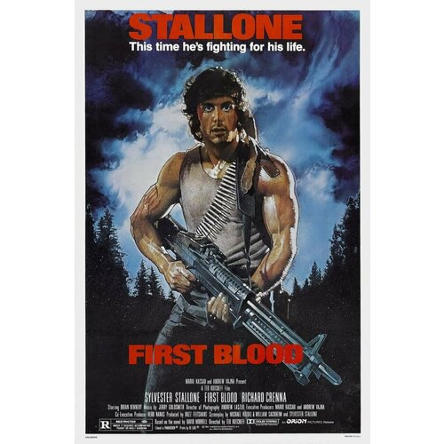 Плакат, постер на бумаге Рэмбо: Первая кровь (First Blood, 1982г). Размер 21 х 30 см