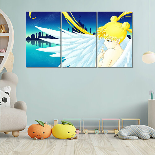 Модульная картина/Модульная картина на холсте в подарок/Usagi with wings Sailor moon/Усаги с крыльями Сейлор мун 90х50