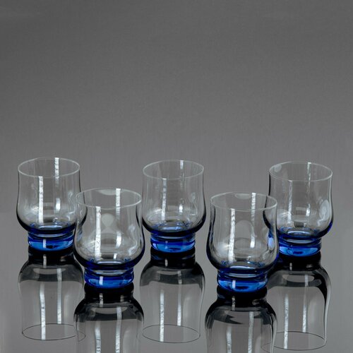 Набор бокалов для крепких напитков на 5 персон фиолетового цвета, стекло, СССР