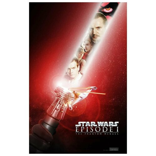 Плакат, постер на бумаге Звездные войны: Эпизод 1-Скрытая угроза (Star Wars: Episode I-The Phantom Menace, 1999). Размер 42 на 60 см