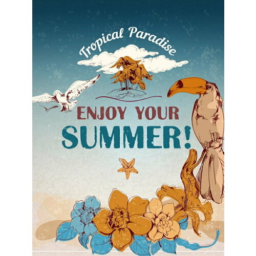 Плакат, постер на бумаге Enjoy Your Summer Tropical Paradise/искусство/арт/абстракция/творчество. Размер 30 х 42 см