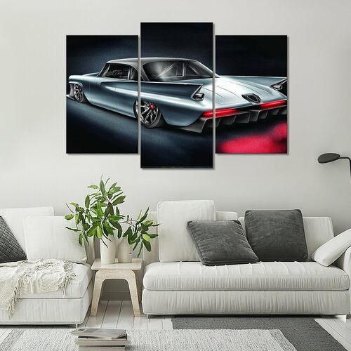 Модульная картина/Модульная картина на холсте/Модульная картина в подарок/ Серая машина/Grey car 120х80