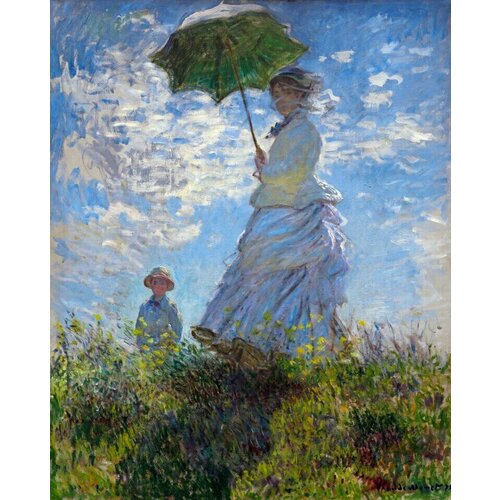 Плакат, постер на бумаге A woman with a parasol-Claude Monet/Женщина с зонтиком-Клод Моне. Размер 42 х 60 см