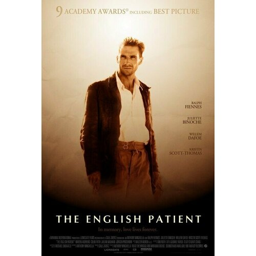 Плакат, постер на холсте Английский пациент (The English Patient), Энтони Мингелла. Размер 21 х 30 см