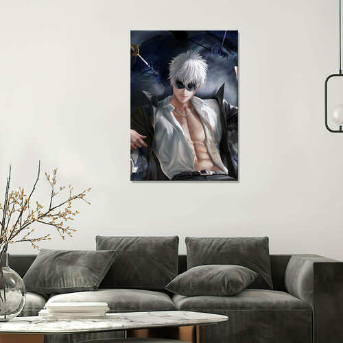 Интерьерная картина на холсте - Годжо Сатору с открытым торсом 40х60