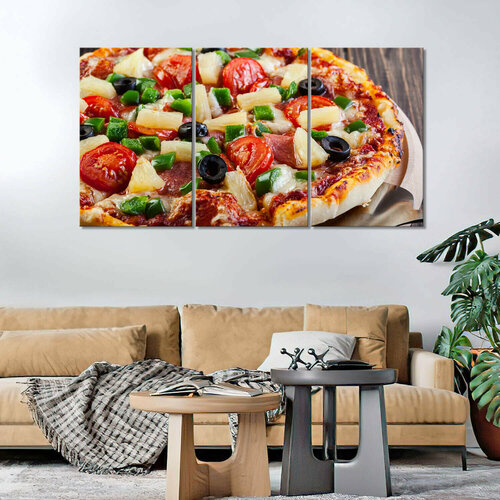 Модульная картина/Модульная картина на холсте/Модульная картина в подарок/пицца с ананасами-pizza with pineapples 90х50