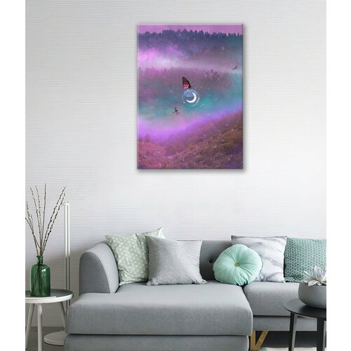 Картина/Картина на холсте/Картина на холсте для интерьера/Картина на стену/Картина для дома/Бабочка на мыльном пузыре-Butterfly on a soap bubble50х70