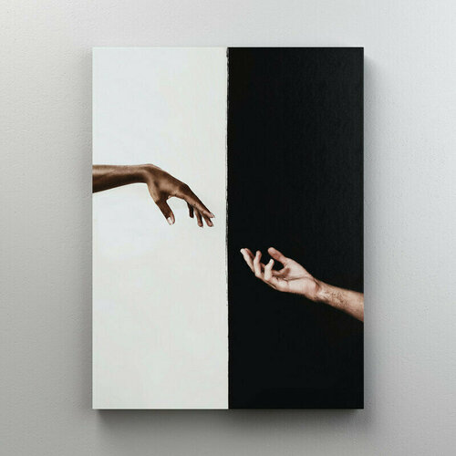Интерьерная картина на холсте "Черное и белое - руки", размер 45x60 см