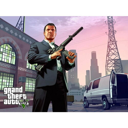 Плакат, постер на бумаге Grand Theft Auto 5 -Майкл/искусство/арт/абстракция/творчество. Размер 42 на 60 см