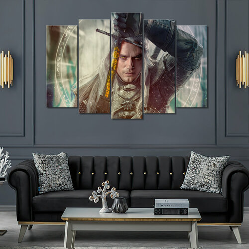 Модульная картина/Модульная картина на холсте/Модульная картина в подарок/Geralt of Rivia The Witcher - Геральт из Ривии Ведьмак 125х85