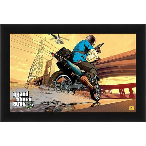 Плакат, постер на холсте Grand Theft Auto V. Размер 60 х 84 см