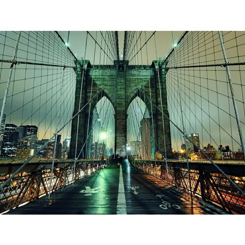 Плакат, постер на бумаге Night City/Ночной город/Мост/искусство/арт/абстракция/творчество. Размер 21 х 30 см