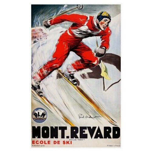 Плакат, постер на бумаге Skiing-Mont Reward-Горные лыжи-Монт Ревард. Размер 42 х 60 см