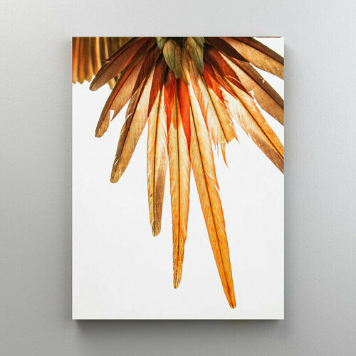 Интерьерная картина на холсте "Оранжевые перья", размер 45x60 см