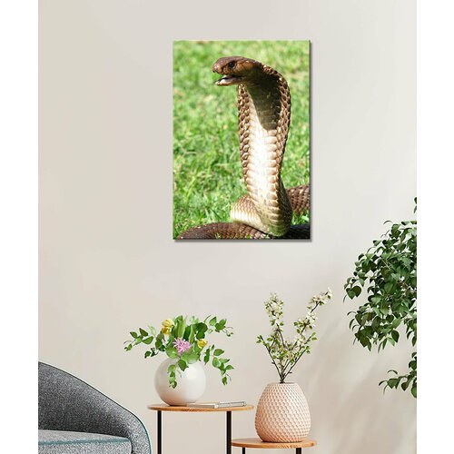 Картина - змея, королевская кобра, ядовитая змея, большая змея, кожа змеи (7) 50х70