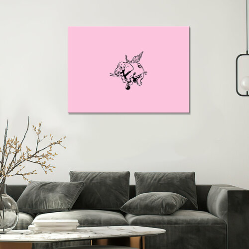 Картина/Картина на холсте для интерьера/Картина на стену/Картина для кухни/ - Слон на розовом фоне 20х30