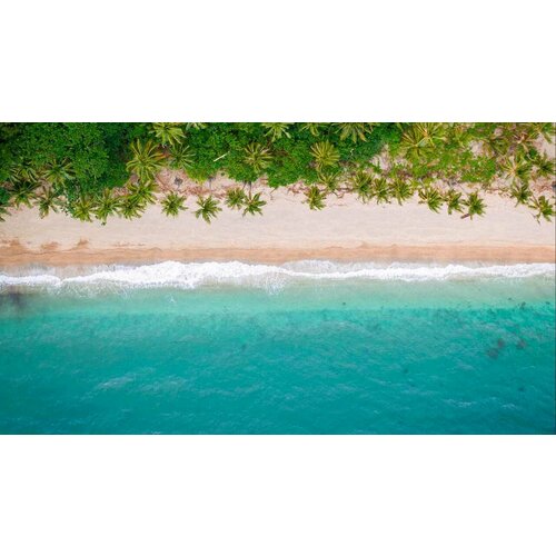 Картина на холсте 60x110 Альянс Лес "Море пляж вид сверху берег" на подрамнике / интерьер/ декор