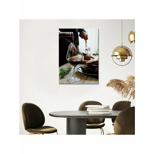 Картина на холсте с подрамником Терпкое красное вино в бокале 30х40