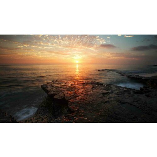 Картина на холсте 110x60 LinxOne "Восход над океаном" интерьерная для дома / на стену / на кухню / с подрамником