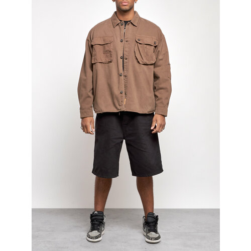 Джинсовая куртка , размер 56, коричневый