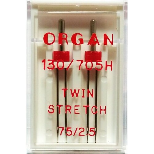 Иглы Organ двойные супер стрейч №75/2.5, 2 шт.