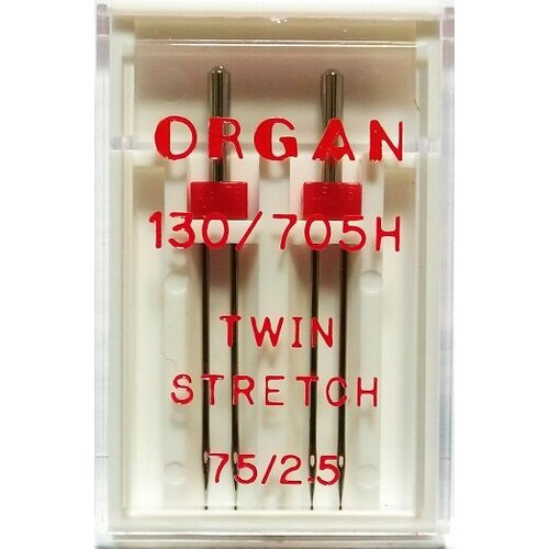 Иглы Organ двойные супер стрейч №75/2.5, 2 шт.