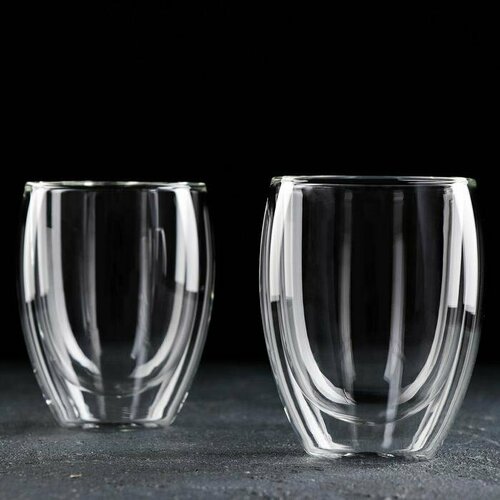 Набор стеклянных стаканов с двойными стенками Magistro «Поль», 350 мл, 2 шт, 8,5×12 см (комплект из 2 шт)