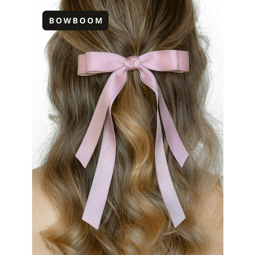 Светло-розовый атласный бант для волос на заколке-автомат для девочек и женщин. Украшения и аксессуары для волос.